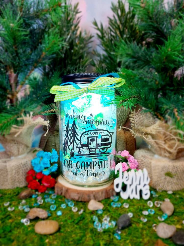 Personalized light up rv decor farmhouse mason jar light | Etsy