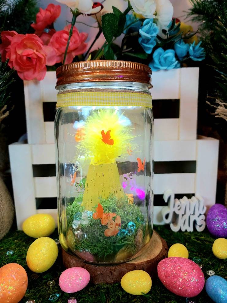 Easter chick LED color changing mason jar light farmhouse | Etsy