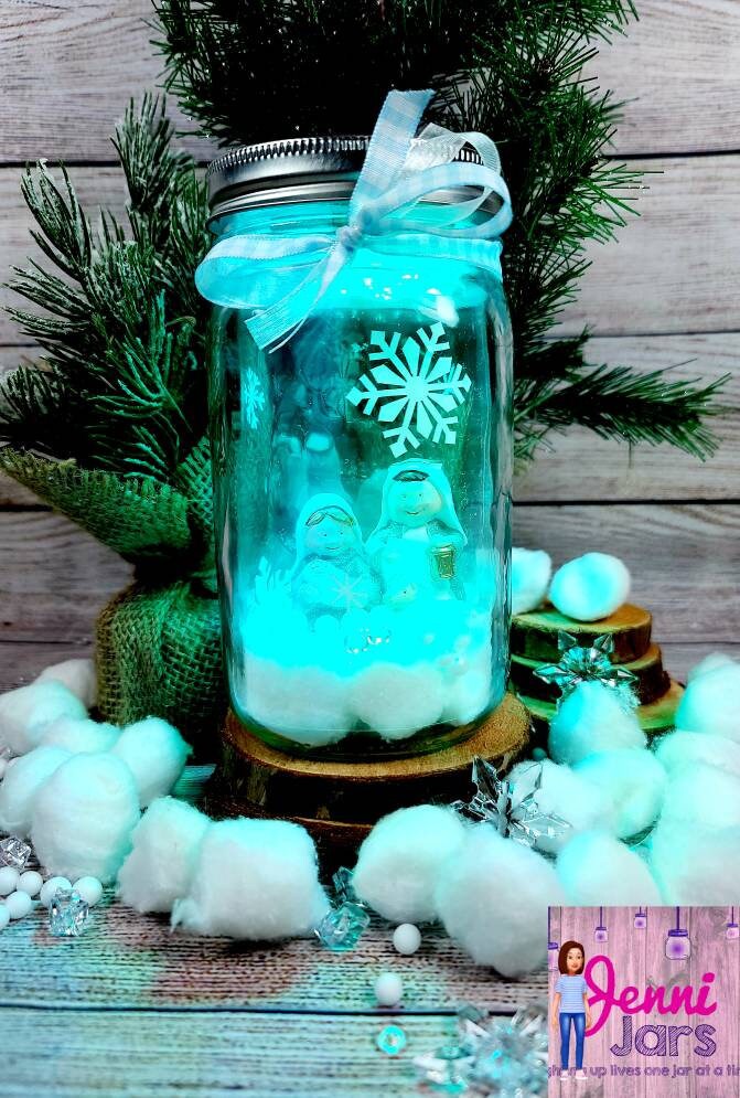 Nativity Light up Mason Jar, Religious Christmas Decor, Farmhouse ...