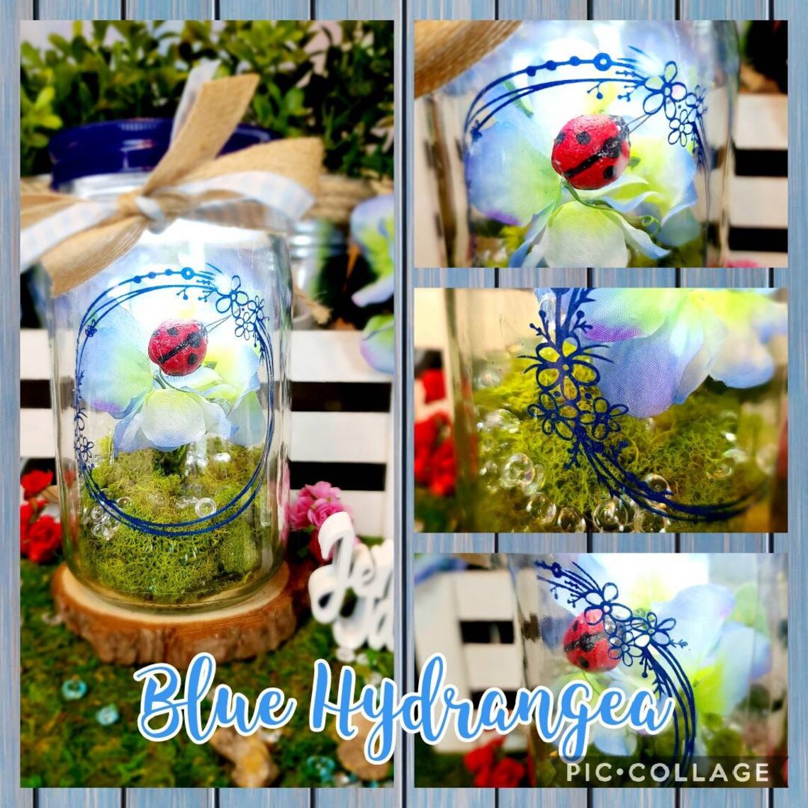 Ladybug Flower Terrarium LED Mason Jar Light Farmhouse Spring | Etsy
