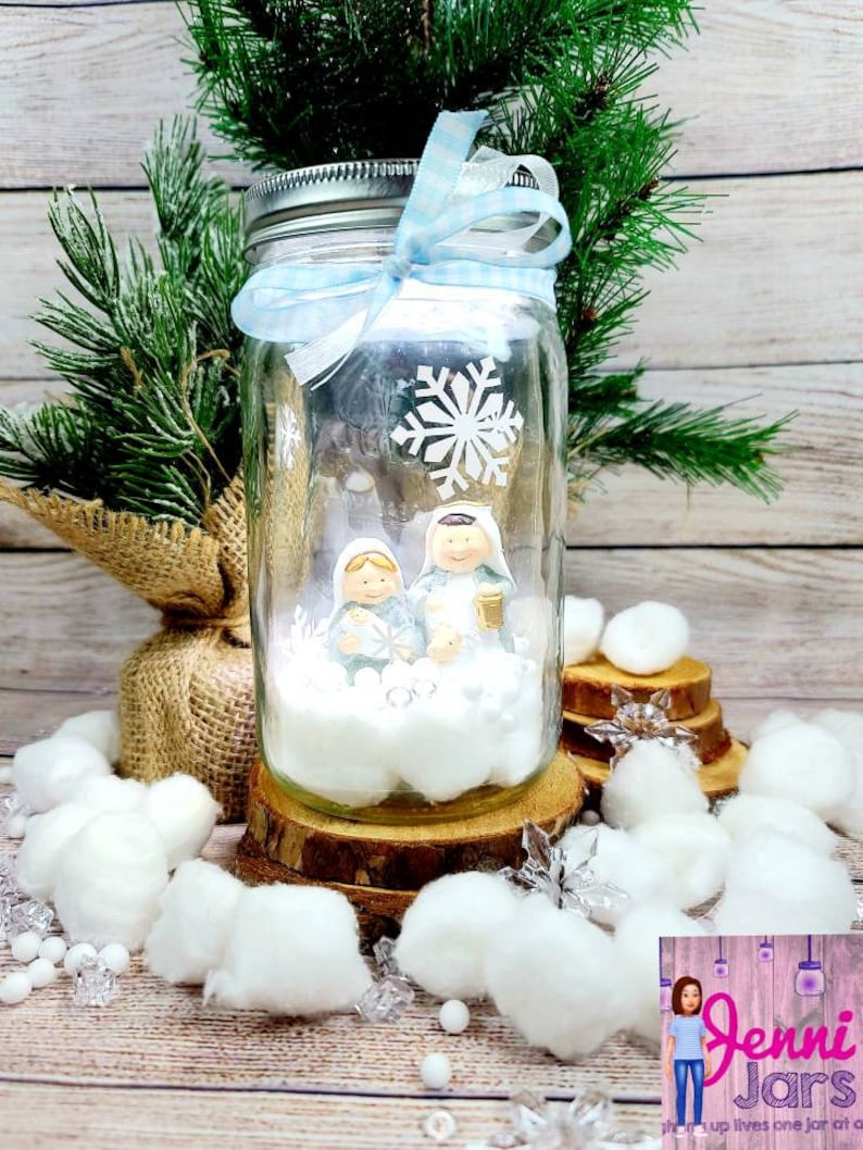 Nativity Light up Mason Jar, Religious Christmas Decor, Farmhouse ...