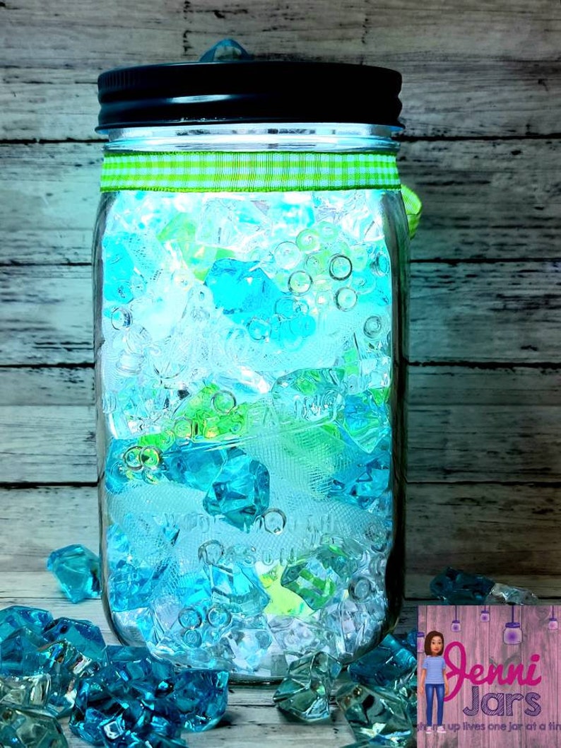 Peacock mason jar light peacock kitchen centerpiece | Etsy