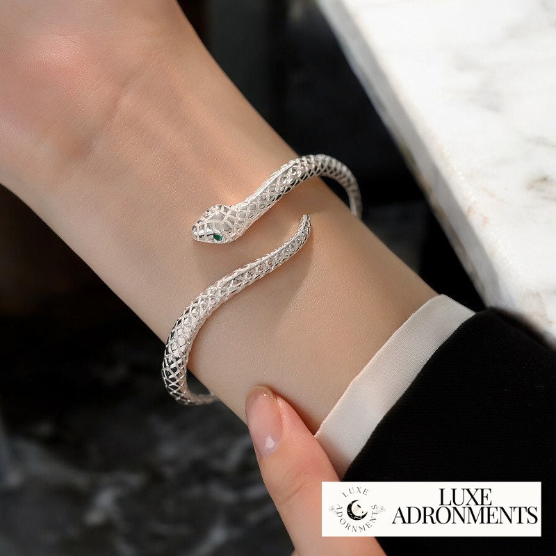 Silver Snake Bangle - Etsy