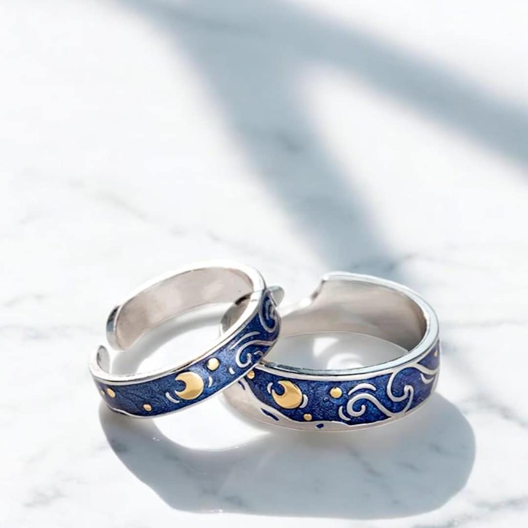 Van Gogh Starry Night Sky Ring | Adjustable Romantic Couple Ring ...