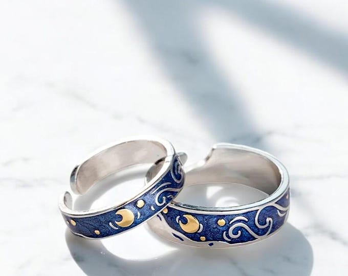 Van Gogh the Starry Night Print Handmade Ring, Van Gogh Ring, Vincent ...