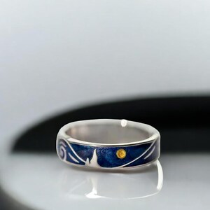 Van Gogh Starry Night Sky Ring | Adjustable Romantic Couple Ring ...