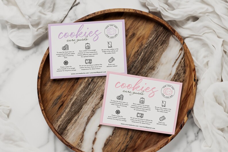 Cookie Care Card Template, Editable Cookie Care Instructions Canva ...