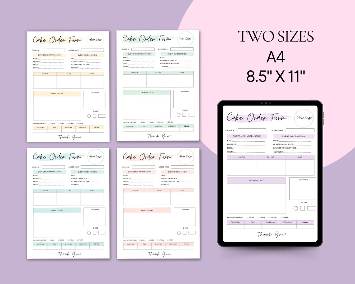Editable Cake Order Form Template, Custom Bakery Order Form Canva ...