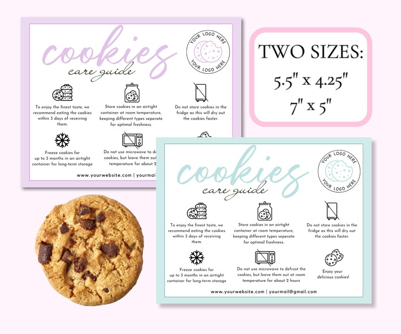 Cookie Care Card Template, Editable Cookie Care Instructions Canva ...