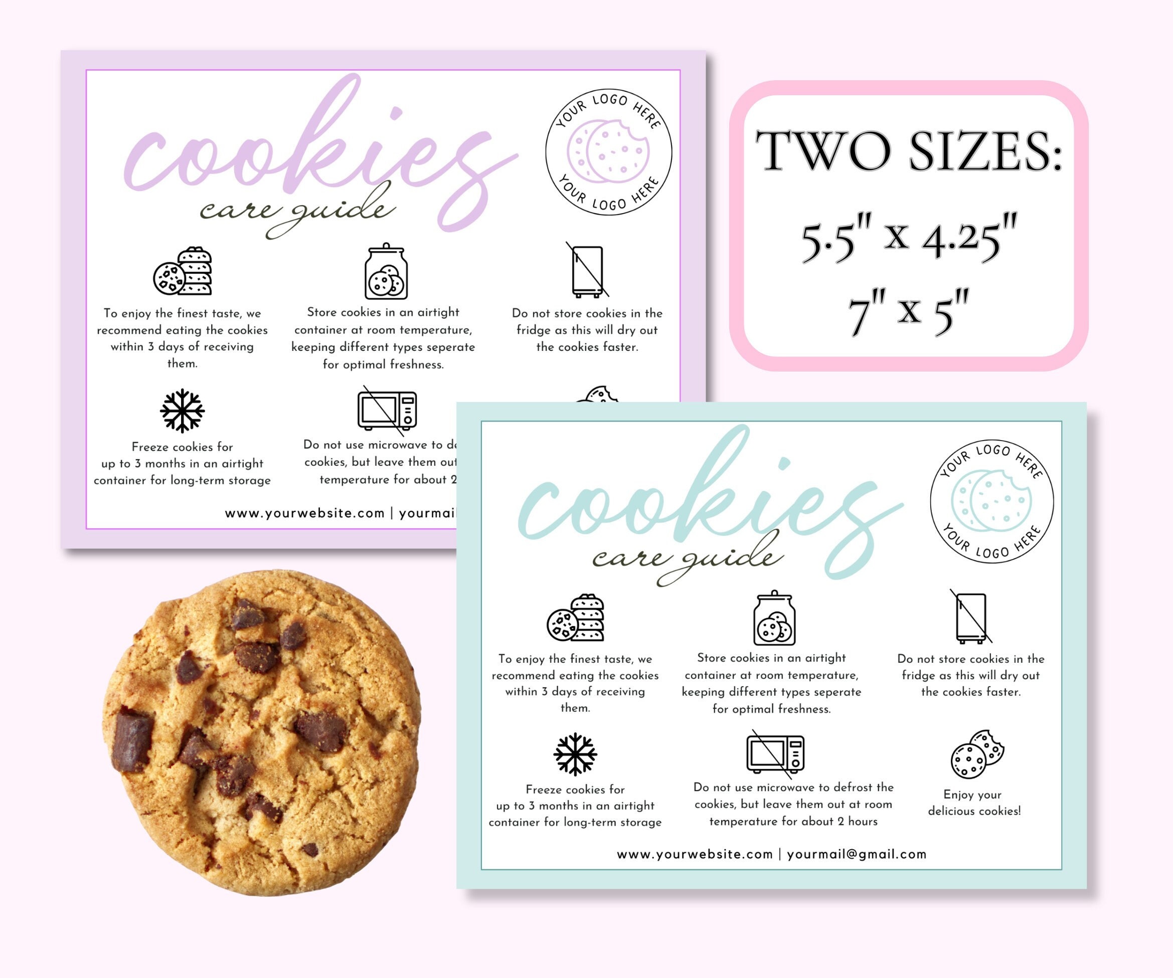 Cookie Care Card Template, Editable Cookie Care Instructions Canva ...