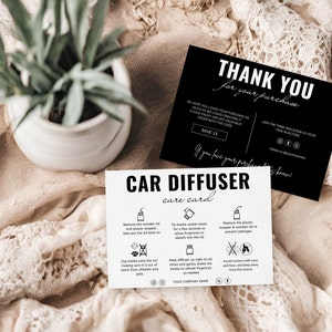 Car Diffuser Care Card Editable Template Set, Car Diffuser Care Guide ...