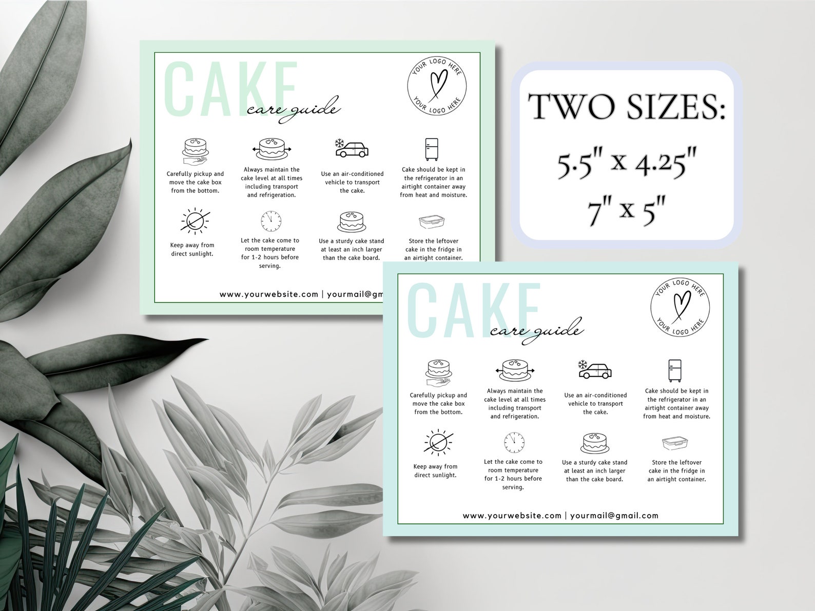 Cake Care Card Editable Template, Cake Care Instructions Card, Cake ...