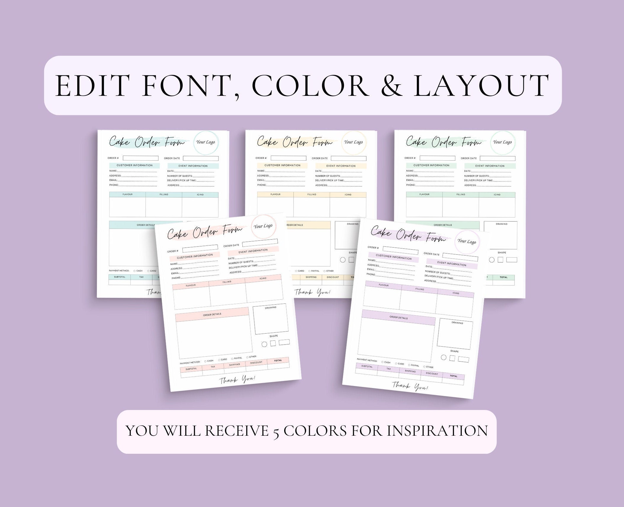Editable Cake Order Form Template, Custom Bakery Order Form Canva ...