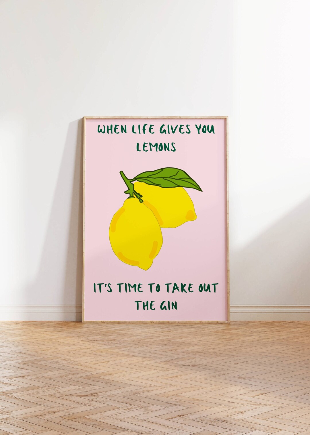 Retro Lemon Wall Art, Gin & Lemon Print, Modern Kitchen Decor, Funny ...