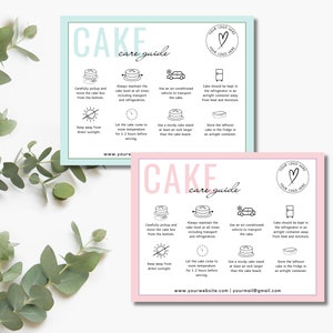 Cake Care Card Editable Template, Cake Care Instructions Card, Cake ...