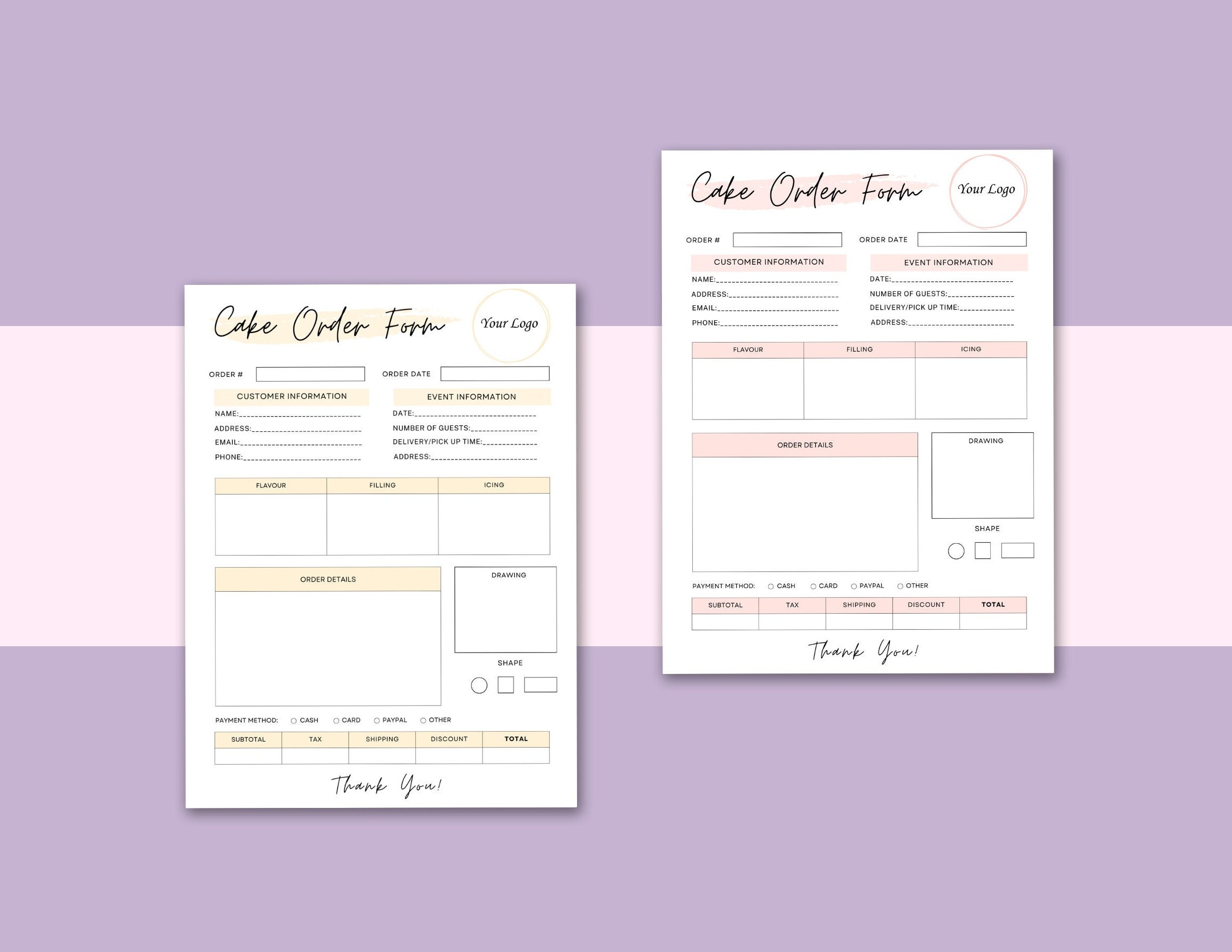 Editable Cake Order Form Template, Custom Bakery Order Form Canva ...