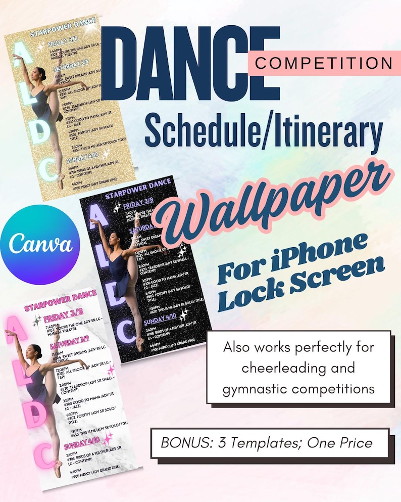 Dance Competition Schedule Wallpaper: Editable Canva Template (digital ...