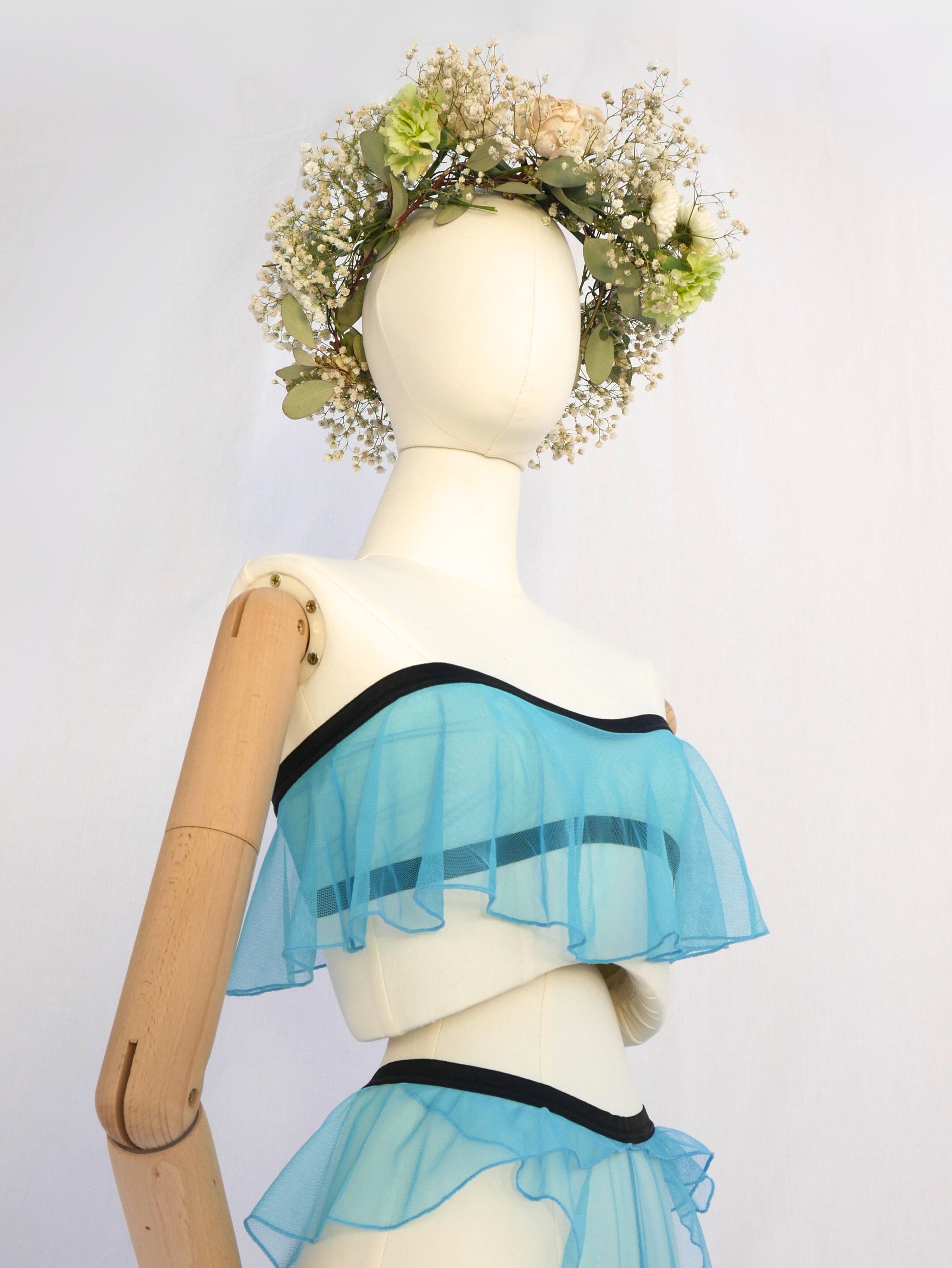 Cute Blue Tube Top, Mesh Bralette, Aqua Blue Bandeau, Sheer Strapless ...