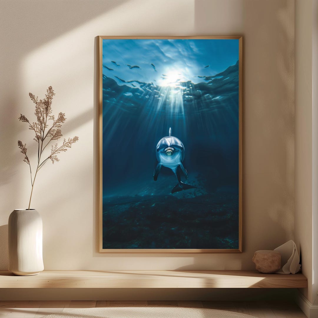 Printable Dolphin Poster, Printable Dolphin Picture, Underwater ...