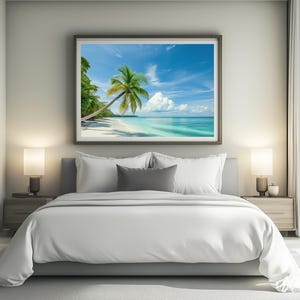 Printable Tropical Beach Poster, Photography Beach and Palm Tree ...