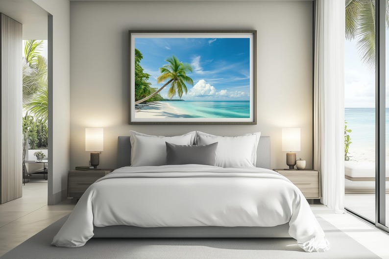 Printable Tropical Beach Poster, Photography Beach and Palm Tree ...