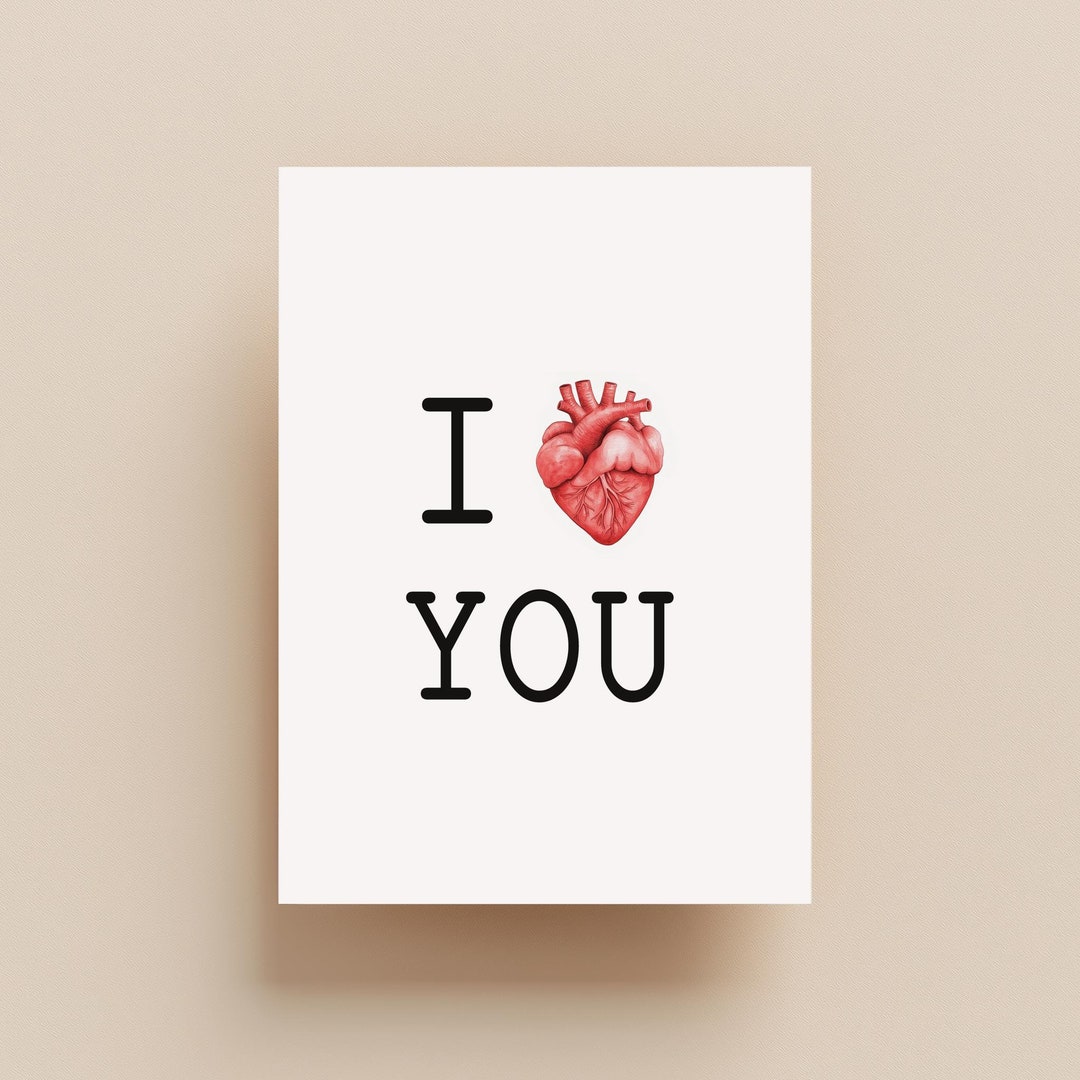 Anatomical Heart Valentine's Day Card, Original Valentine's Day Card ...