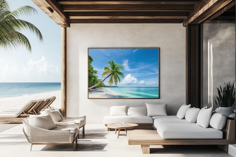 Printable Tropical Beach Poster, Photography Beach and Palm Tree ...