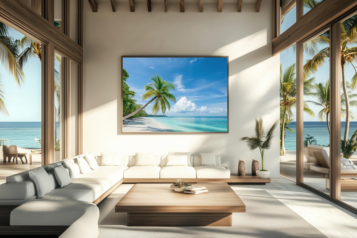 Printable Tropical Beach Poster, Photography Beach and Palm Tree ...
