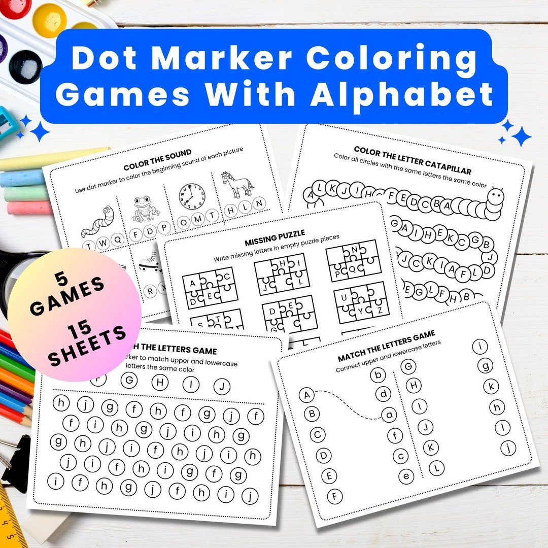 15 Alphabet Dot Marker Worksheets 5 Coloring Games for Toddlers ...