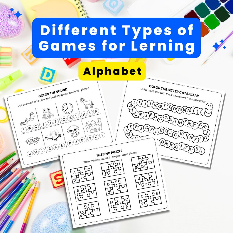 15 Alphabet Dot Marker Worksheets 5 Coloring Games for Toddlers ...