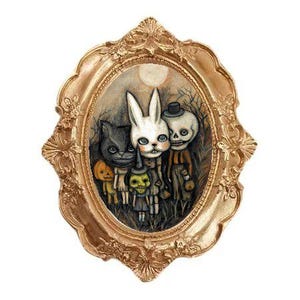Vintage Spooky Skeleton Black Cat Trick or Treating Print 5 X 7 - Etsy