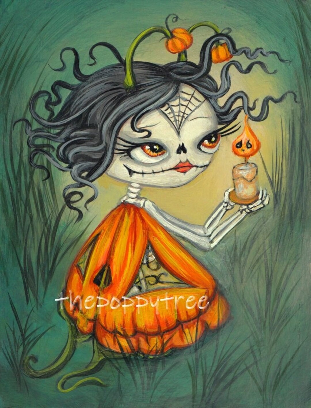 Pumpkin Print Moth Print Surreal Moth Art Skeleton Prints Acrylic ...