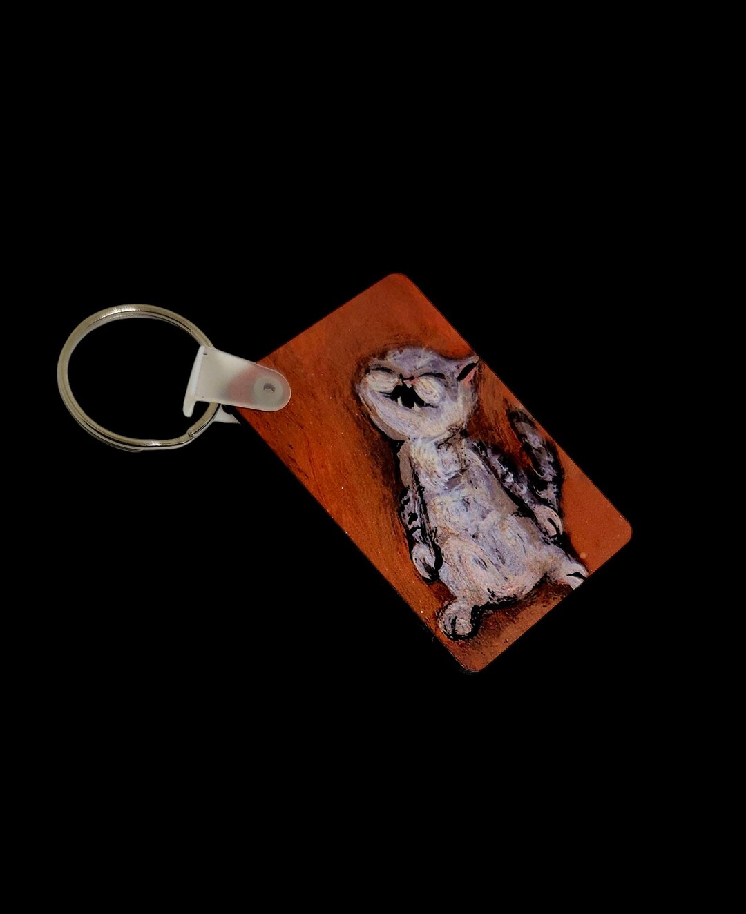 Cute Cat Keychain Art Bag Tag Sleeping Cat - Etsy
