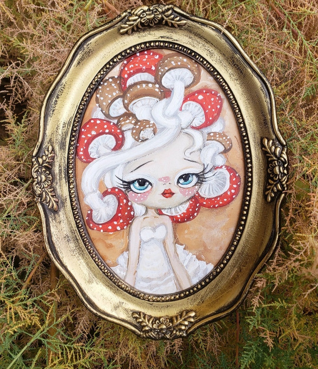 Mushroom Painting Fungi Portrait Garden Art Pop Surrealism Spooky Art ...