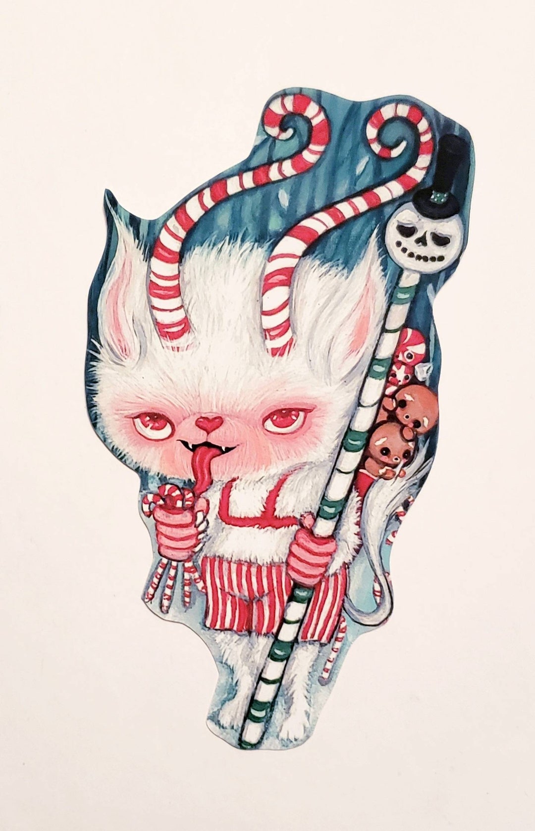 Krampus Sticker Candycane Art Gingerbread Men Surreal Art Print Vinyl ...