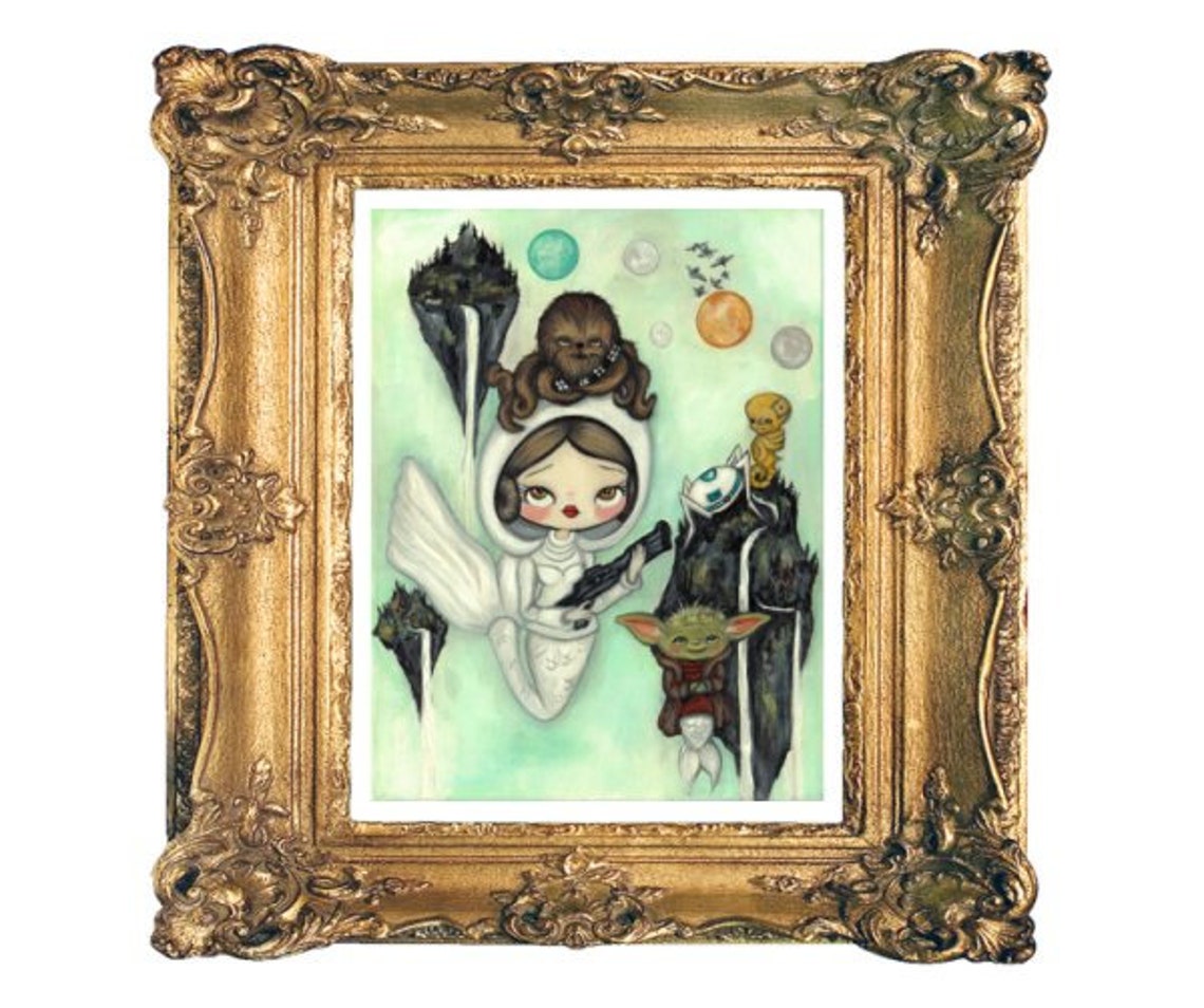 Mermaid Print Yoda Art Princess Leia Print Cute Chewbactopus - Etsy
