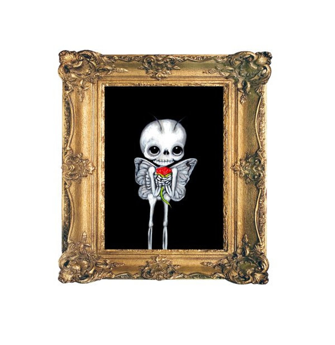 Skeleton Print Shy Cute Skeleton Butterfly Art Prints 5 X 7 Wall Decor ...