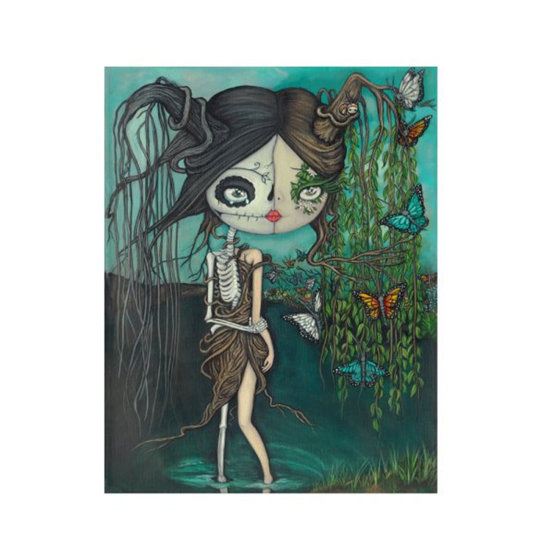 Butterfly Print Spooky Goth Art Weeping Willow Skeleton Spring - Etsy