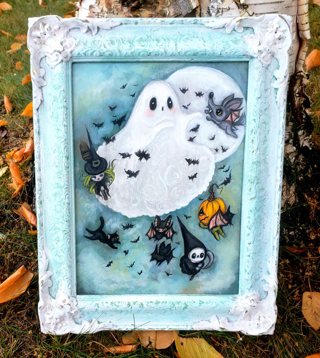 Ghost Painting Cute Ghost Bat Carousel Halloween Werewolf Witch Pumpkin ...