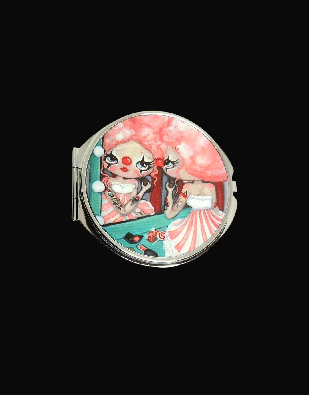 Clown Art Compact Mirror, Carnival Accessories - Etsy