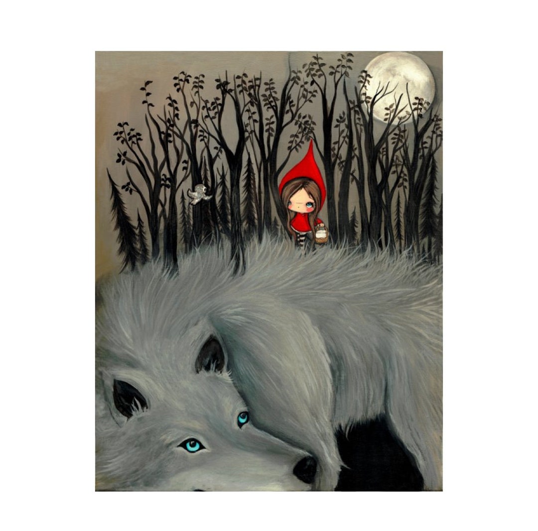 Wolf Print Little Red Riding Hood Art Forest Print Surreal Wolf Art Animal Prints Surrealism 8 X ...