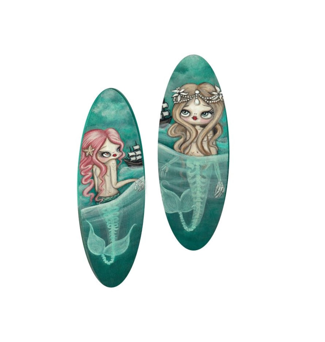 Siren Sticker Set Skeleton Girl Art Sticker Laptop Decals Spooky Print ...