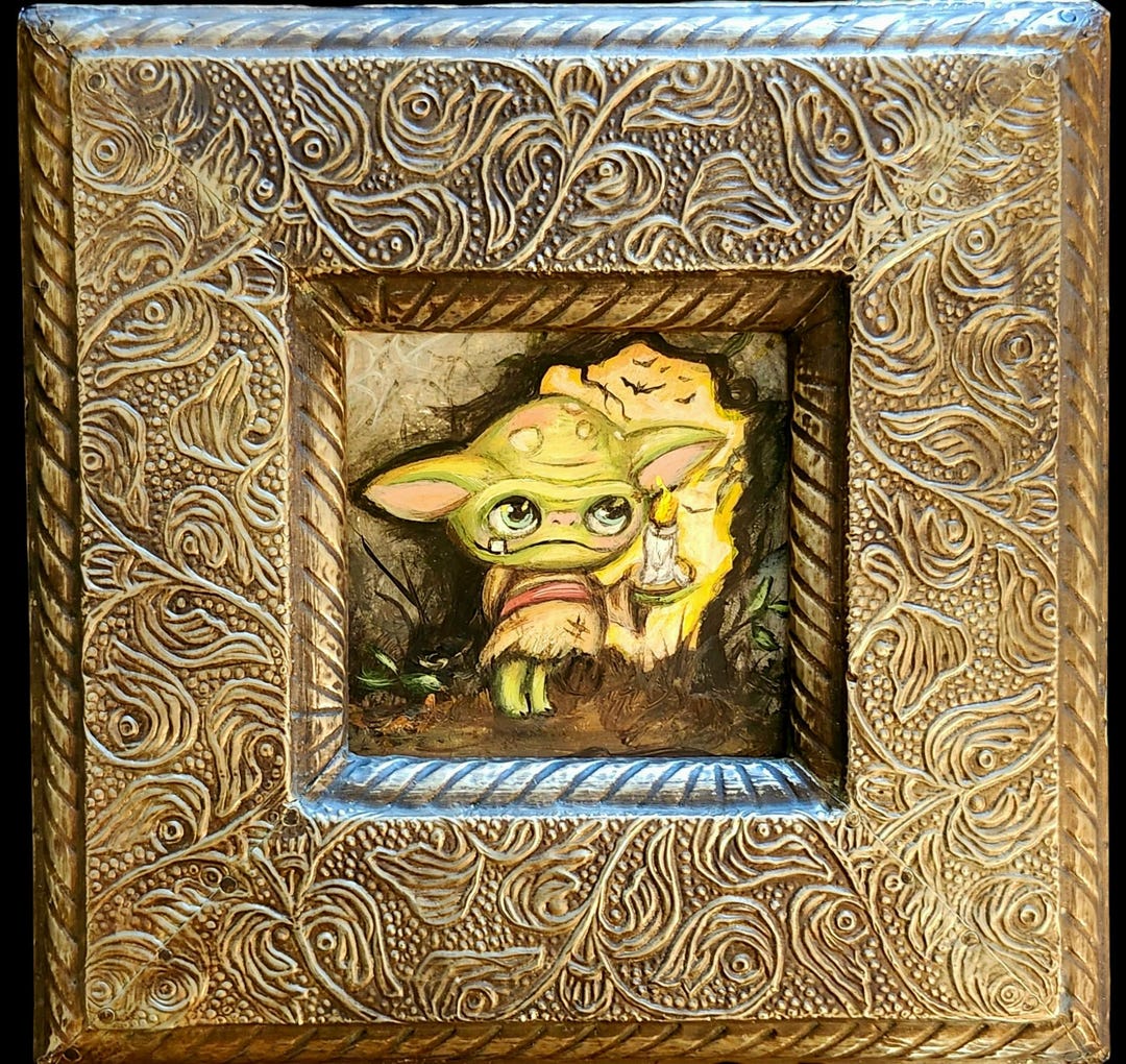 Goblin Painting Drawlloween Bats in Cave Cute Cave Dweller Pop ...