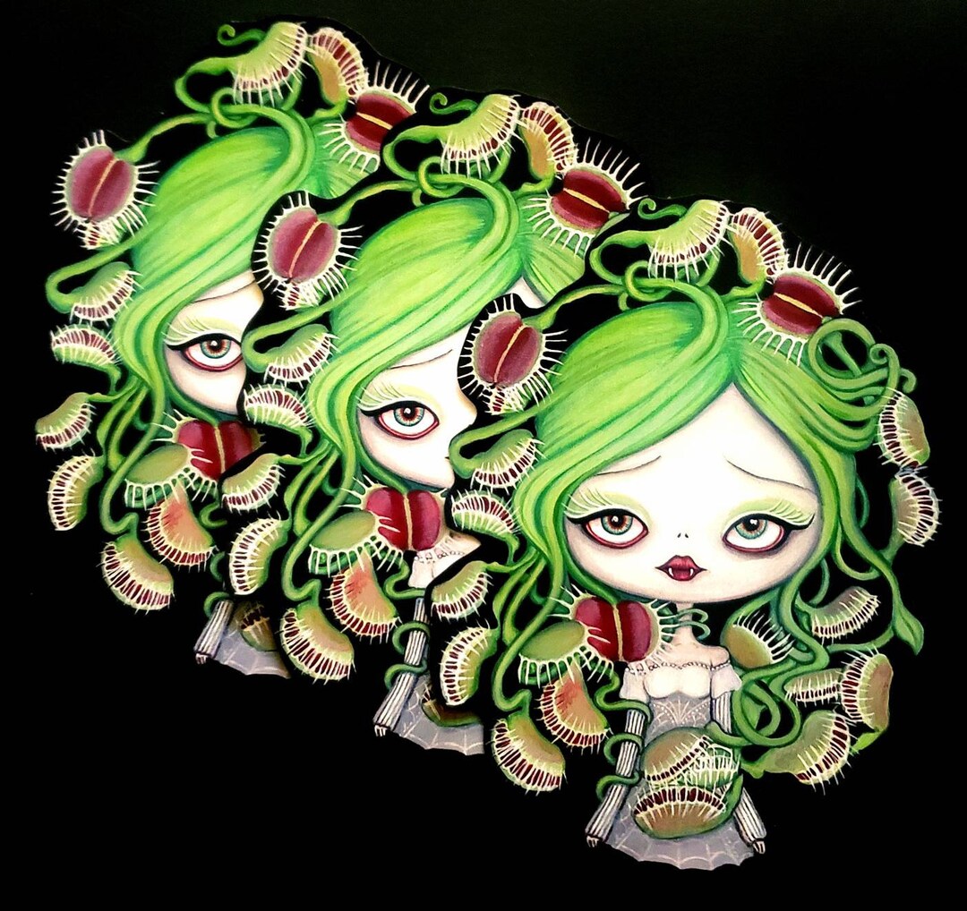 Venus Flytrap Sticker Laptop Decal Vampire Print Oval Art Vinyl Sticker ...