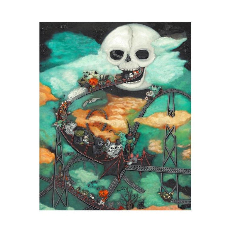Rollercoaster Print Spooky Moon Art 8 X 10 Wall Decor - Etsy
