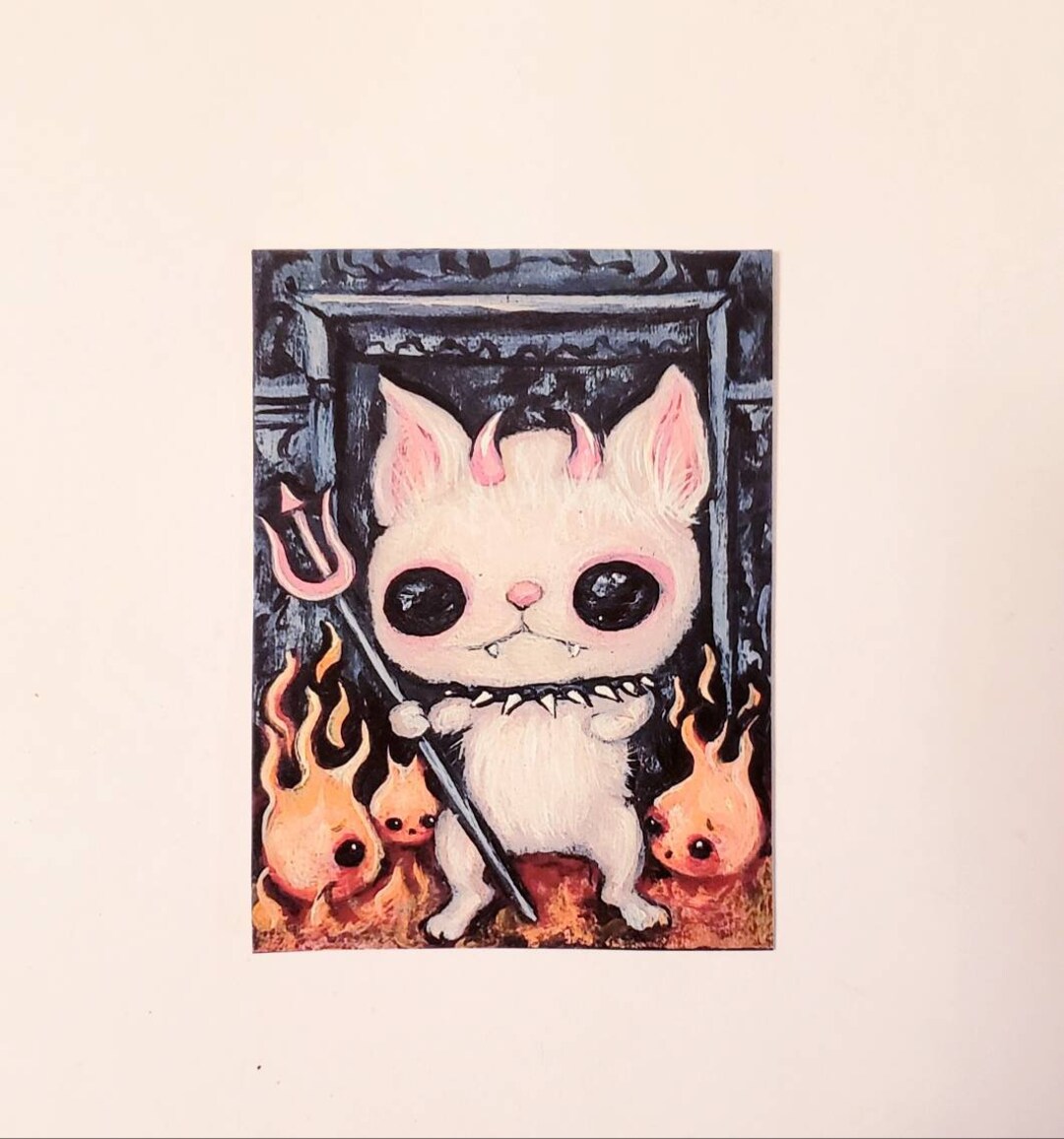 Chihuahua Sticker Hellhound Art White Cat Kitty Decals Crazy - Etsy