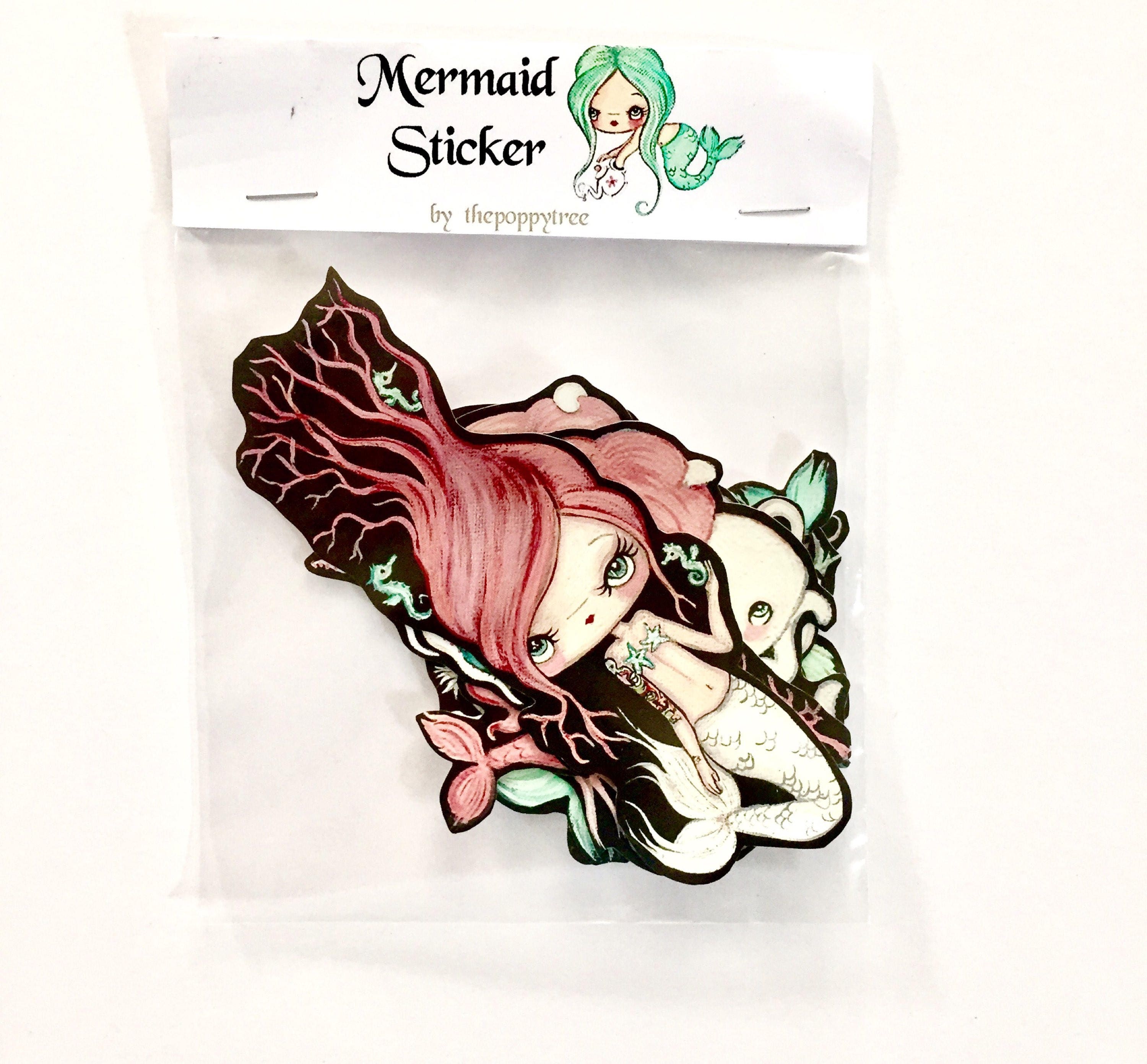 Laptop Decals Mermaid Sticker Set Cute Guppy Fish Art Tattooed Nautical ...