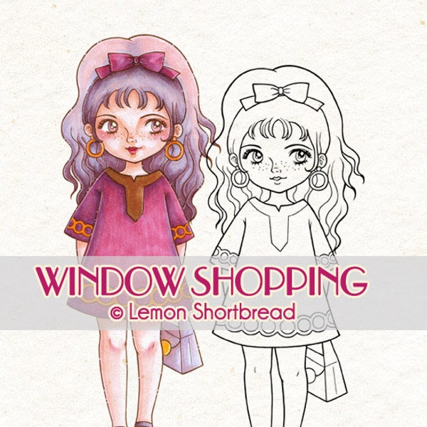 Girl Digi Stamp - Etsy