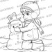 Digital Stamp Winter Building Snowman, Digi Download, Snow Christmas ...