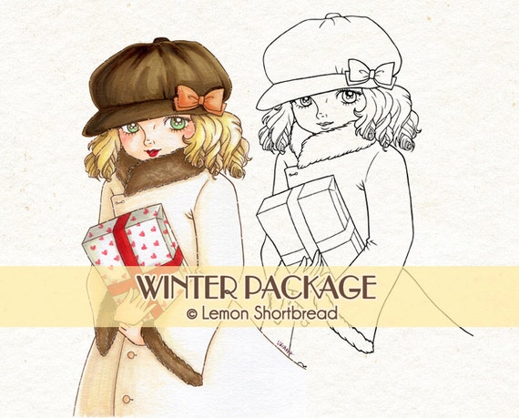 Digital Stamp Winter Package Gift Digi Christmas Birthday | Etsy